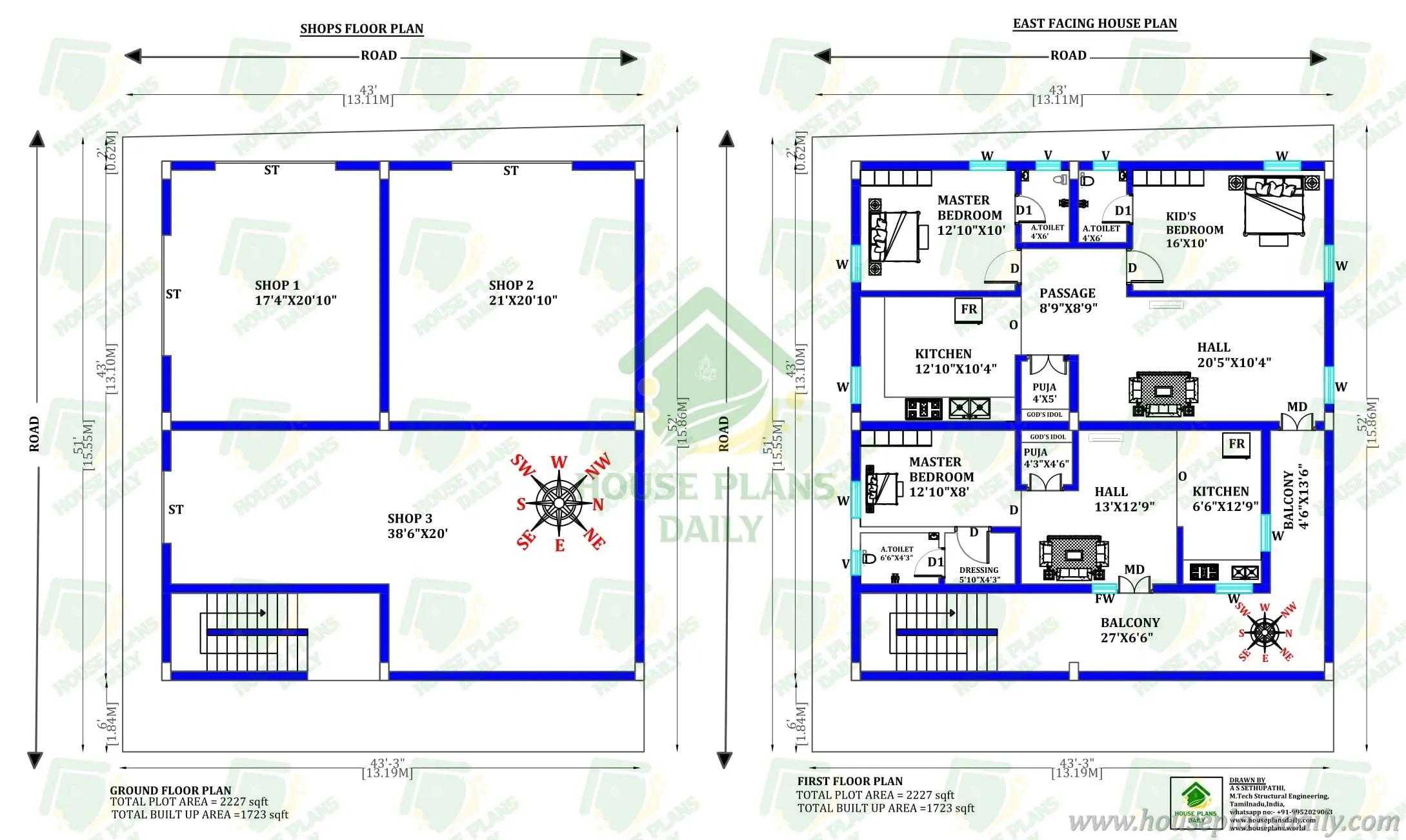 East facing house plan with clinic | 30x40 east facing house plan with ...